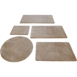 Badematte, H:20mm, beige, WECON HOME BASICS, Polyester, Badematten, "Joris", waschbar, viele Gr&ouml;&szlig;en, Badezimmerteppich, uni