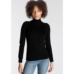 Arizona Damen Strickpullover "Rolli unifarbend", schwarz, Basic, Gr. 40, unifarben, Feinstrick, Obermaterial: 50% Baumwolle, 50% Polyacryl, Pullover,