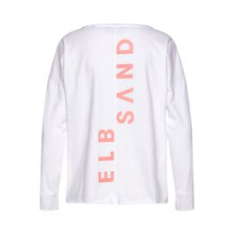 ELBSAND Damen Langarmshirt "Raina", wei&szlig;, Gr. XXL, unifarben, Jersey, Obermaterial: 50% Baumwolle, 50% Polyester, Shirts, mit Logoprint hinten,