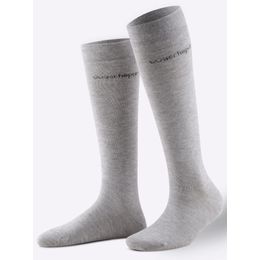 w&auml;schepur W&Auml;SCHEPUR Damen Kniestr&uuml;mpfe, Gr. 2, grau, 78% Baumwolle, 20% Polyamid, 2% Elasthan, Socken