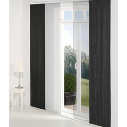 Schiebegardine WIRTH, B:60cm H:245cm, schwarz, Jacquard, Polyacryl, Polyester, Wohnzimmer, Gardinen, "LANGWASSER", inkl. Beschwerungsstange