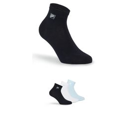 Fila Damen Kurzsocken "UNISEX QUARTER PLAIN SOCKS", Gr. 43, blau, Baumwollmischung, unifarben, Socken, mit eingestrickem Logo
