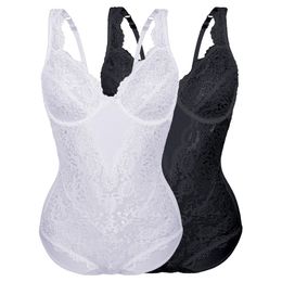 Sassa Mode SASSA Damen Body "2er Pack Body CLASSIC LACE", Gr. 80, schwarz-wei&szlig;, Obermaterial: 90% Polyamid PA. 10% Elasthan EL., Bodys