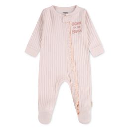 Jungen Strampler "HUGG FOOTED COVERALL", HUGGIES BABYWEAR, Gr. 2, rosa, Jersey, Obermaterial: 100% Baumwolle, Overalls, mit Rüschenbesatz