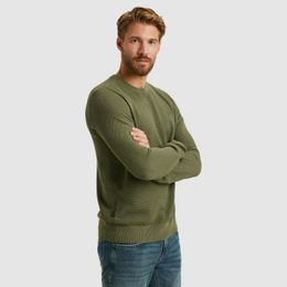 PME-Legend PME LEGEND Herren Rundhalspullover, gr&uuml;n, Gr. M, unifarben, Strick, Obermaterial: 50% Baumwolle, 50% Modal, Pullover, mit Logo Stickerei