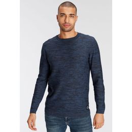 AJC Damen Rundhalspullover, blau, Gr. L, meliert, unifarben, Feinstrick, Obermaterial: 100% Baumwolle, Pullover, in melierter Optik