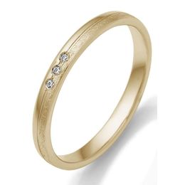 Firetti Damen Trauring "Schmuck Geschenk Gold 375 Hochzeit Ehering "LIEBE"", 52, 0,02 SI = kleine Einschl&uuml;sse mit Brillanten, Gelbgold 375, 2,5mm,