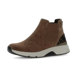 Damen Chelseaboots, Gabor Rollingsoft, Gr. 41, braun, Elastischer Einsatz, Veloursleder, Schuhe, Plateau, High Top-Sneaker, Schn&uuml;rschuh mit