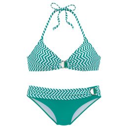 JETTE Damen Triangel-Bikini, gr&uuml;n, Gr. 34, bedruckt, Polyamid, Bikini-Sets, mit modischem Druck und Accessoires