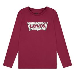 LEVI'S KIDS M&auml;dchen Langarmshirt "LVG ROSE BATWING FILLS LS TEE", rot, Gr. 14, bedruckt, Single Jersey, Obermaterial: 100% Baumwolle, Shirts, mit