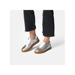 Paul Green Damen Sneaker "Paul Green Sneaker Leder", Gr. 40, silber, Leder, Schuhe