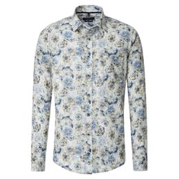 Casamoda Herren Langarmhemd "Casamoda Freizeithemd Langarm Print", gr&uuml;n, Gr. XL, bedruckt, 55% Leinen, 45% Baumwolle, Hemden