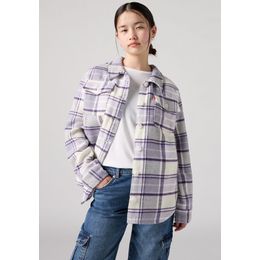 LEVI'S KIDS M&auml;dchen Hemdjacke "LVG OVERSIZED PLAID SHACKET"heirloom lila, Gr. 8, kariert, Fleece, Obermaterial: 100% Polyester, Jacken, mit kariertem