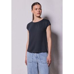 Street One Damen T-Shirt, blau, Gr. 36, unifarben, Web, 50% Modal, 50% Baumwolle, Shirts, aus elastischem Materialmix