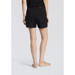 HUGO UNDERWEAR Damen Schlafshorts, Gr. M, schwarz, Jersey, Obermaterial: 95% Baumwolle, 5% Elasthan, unifarben, Basic, Hosen, Hugo Logo-Elastikbund