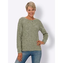 Classic Basics Damen Rundhalspullover "Rundhals-Pullover", gr&uuml;n, Gr. 50, gemustert, mehrfarbig, meliert, 100% Baumwolle, Pullover