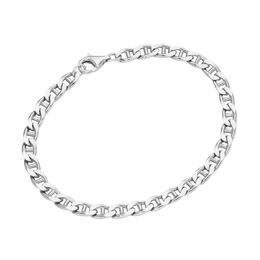 Smart Jewel Damen Panzerarmband "Stegpanzerkette diamantiert, massiv, Silber 925", 19cm, Silber 925 (Sterlingsilber), silber, Silber 925