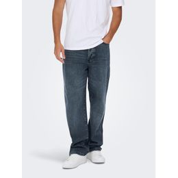 Only & Sons ONLY & SONS Herren Loose-fit-Jeans "ONSFADE LOOSE WB 6778 A14 DNM NOOS", blau, Gr. 33, Abriebeffekte, Denim/Jeans, Obermaterial: 100% Baumwolle, Jeans