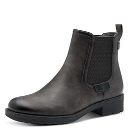 Tamaris Damen Chelseaboots, Gr. 39anthrazit, Elastischer Einsatz, Lederimitat, unifarben, used, Schuhe, Blockabsatz, Stiefelette, Schlupfschuh im
