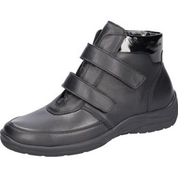 Waldläufer WALDLÄUFER Damen Klettboot "HESNA-Soft", Gr. 3,5, schwarz, Lackleder, Nappaleder, Textil, unifarben, Schuhe, Schlupfboots, Stiefelette, Bequemschuh,