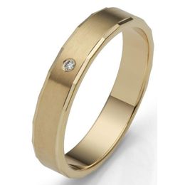 Firetti Damen Trauring "Schmuck Geschenk Gold 375 Hochzeit Ehering "LIEBE"", 58, 0,01 SI = kleine Einschl&uuml;sse mit Brillant, Gelbgold 585, 4mm, gold,