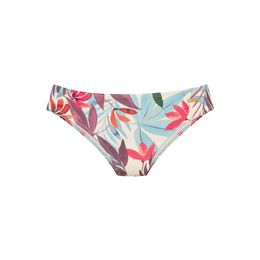 Lascana Damen Bikini-Hose "Imani", beige, Gr. 32, bedruckt, Recycling-Polyamid, Badehosen, mit sommerlichem Bl&auml;tterprint