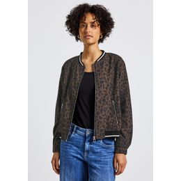Street One Damen Blouson, braun, Gr. 44, animal-print, Stoff, Obermaterial: 87% Viskose, 13% Polyester; Futter: 100% Polyester, Jacken, mit Leomuster