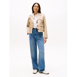 Tommy Hilfiger Damen Kurzblazer "COTTON REGULAR LADY JACKET", beige, Gr. 34, unifarben, Web, Obermaterial: 100% Baumwolle, Blazer