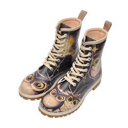 DOGO Damen Schn&uuml;rboots "Longe Boots Schn&uuml;rstiefel It Wasn't Me Damen Stiefeletten", Gr. 40, schwarz, Lederimitat, Schuhe, Handgefertigt