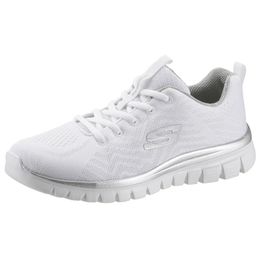 Skechers Damen Sneaker "Graceful - Get Connected", Gr. 35, wei&szlig;, Textil, Schuhe, Freizeitschuh, Halbschuh, Schn&uuml;rschuh f&uuml;r die Maschinenw&auml;sche