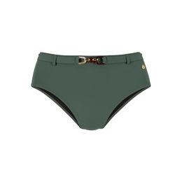 Lascana Damen Highwaist-Bikini-Hose "Yves", gr&uuml;n, Gr. 44, unifarben, Recycling-Polyamid, Badehosen, mit edlen Zieraccessoire