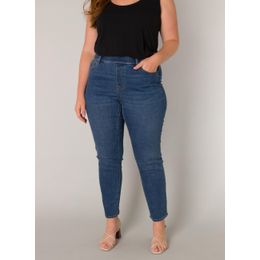 Damen Jeggings, blau, Gr. 48, Base Level Curvy, unifarben, Denim/Jeans, Obermaterial: 92% Baumwolle, 6% Polyester, 2% Elasthan, Hosen, in gro&szlig;en
