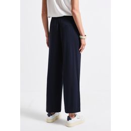 Street One Damen Culotte, blau, Gr. 34, unifarben, Stoff, 95% Viskose, 5% Elasthan, Hosen, High Waist