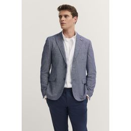 Bugatti Herren Sakko, blau, Gr. 50, unifarben, 41% Polyester, 30% Viskose, 17% Baumwolle, 9% Leinen, 3% Elasthan, Sakkos, mit Reverskragen und