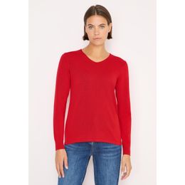 Cecil Damen Strickpullover, rot, Gr. L, unifarben, Web, 60% Baumwolle, 40% Viskose, Pullover, im soften Baumwoll-Mix