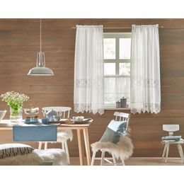 Querbehang, B:130cm H:25cm, wei&szlig;, HOSSNER - ART OF HOME DECO, Baumwolle, Gardinen, "Dachstein"