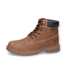 Herren Schnürboots, Dockers by Gerli, Gr. 43, braun, Lederimitat, Schuhe, Workerboots, Schnürstiefel mit Blockabsatz