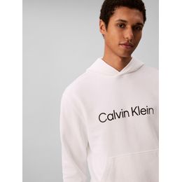 Calvin Klein Herren Kapuzensweatshirt "LS EU STANDARD LOGO 350TERRY PO", wei&szlig;, Gr. L, unifarben, Web, Obermaterial: 100% Baumwolle, Sweatshirts, Mit