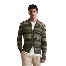 Marc O'Polo MARC O'POLO Herren Cardigan "mit Struktur-Mix", braun, Gr. XXL, gestreift, Obermaterial: 84% Baumwolle, 16% Polyamid, Strickjacken