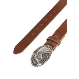 Damen Lederg&uuml;rtel, braun, Gr. 110, RETTUNGSRING G&Uuml;RTEL, unifarben, Leder, G&uuml;rtel, mit austauschbarer Schlie&szlig;e &raquo;Pferdekopf Oval&laquo;