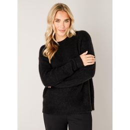 Base Level Damen Strickpullover "Yana", schwarz, Gr. 48, unifarben, Strick, Obermaterial: 43% Nylon, 26% Polyacryl, 13% Alpaka, 13% Wolle, 5%