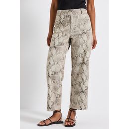 Street One Damen Stoffhose, beige, Gr. 44, Stoff, 67% Polyester, 28% Viskose, 5% Elasthan, Hosen, Middle Waist