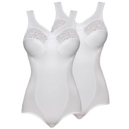 SuSa Damen Miederbody "2er Pack Korselett Basic", Gr. 105, weiß, Obermaterial: 90% Polyamid PA. 10% Elasthan EL., Bodys