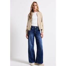 Street One Damen Blouson, beige, Gr. 46, unifarben, Web, 66% Baumwolle, 30% Polyester, 4% Elasthan, Jacken, farbig