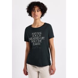 Street One Damen T-Shirt, grün, Gr. 40, bedruckt, Web, 50% Baumwolle, 50% Modal, Shirts, mit Materialmix