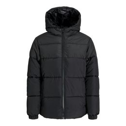 Jack & Jones Jungen Steppjacke "JJMAZE PUFFER HOOD JNR", schwarz, Gr. 140, JACK & JONES JUNIOR, colorblocking, Web, Obermaterial: 100% Polyester, Jacken