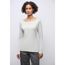 Langarmshirt Street One, Damen, Gr. 36, pelican grau, Web, 50% Baumwolle, 50% Modal, unifarben, normal normal, U-Boot-Ausschnitt, normaler Saum, Shirts Langarmshirt, in Unifarbe