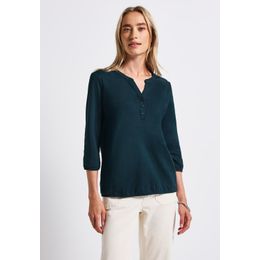 Tunikashirt Street One, Damen, Gr. 34, tide blau, Web, 100% Baumwolle, unifarben, normal normal, Rundhals, elastischer Bund, Shirts, aus reiner Baumwolle