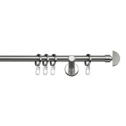 Gardinenstange Indeko, L:240cm &Oslash;:16mm, silber, Stahl, Gardinenstangen, "Duo", Komplett-Set inkl. Ringen und Montagematerial