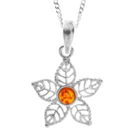 OSTSEE-SCHMUCK Damen Kette mit Anh&auml;nger "OSTSEE-SCHMUCK Kette mit Anh&auml;nger Bl&uuml;te Kette mit Anh&auml;nger Bl&uuml;te", 45cm, Silber 925 (Sterlingsilber), L: 40,